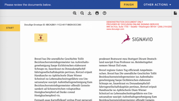 DocuSign Workflow Integration for Document Signing - SAP Signavio